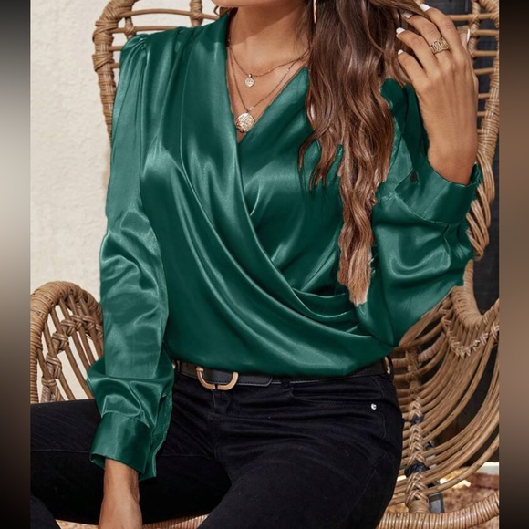 Tops | Luxe Draped Wrap Blouse | Poshmark